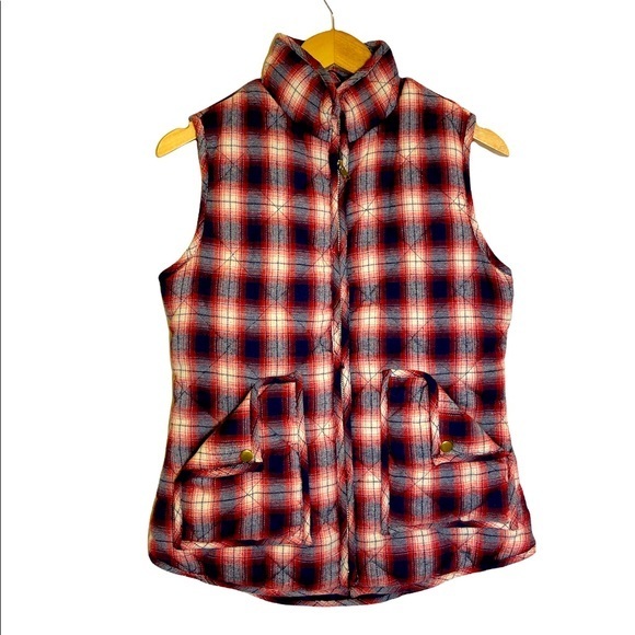 tea n rose | Jackets & Coats | Tea N Rose Red Cream And Blue Plaid ...
